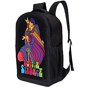 Marvel Doctor Strange Backpack- In the Multiverse of Madness Retro 16 Inch Black Knapsack with Mesh Padding (Doctor Strange Retro)