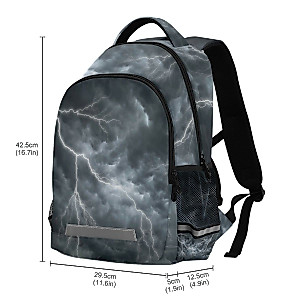 Glaphy Lightning Grey Backpack for Boys Girls Kids, Laptop Bookbag Lightweight Travel Daypack School Backpacks