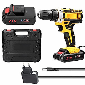 Cordless Drill Set, Power Drill Driver with Variable Speed Control Electric Drill Brush Motor 2 Batteries, Cordless Drill Driver Torque