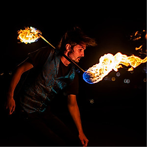 FIRE MECCA Fire Staff – 3 Inch Woven Kevlar MoonBlaze Head – Custom Length – 60 Inch Length – Aluminum Tube Body – Flow, Spinning, Circus, Dance Prop – for Festivals, Ceremonies, & Performances