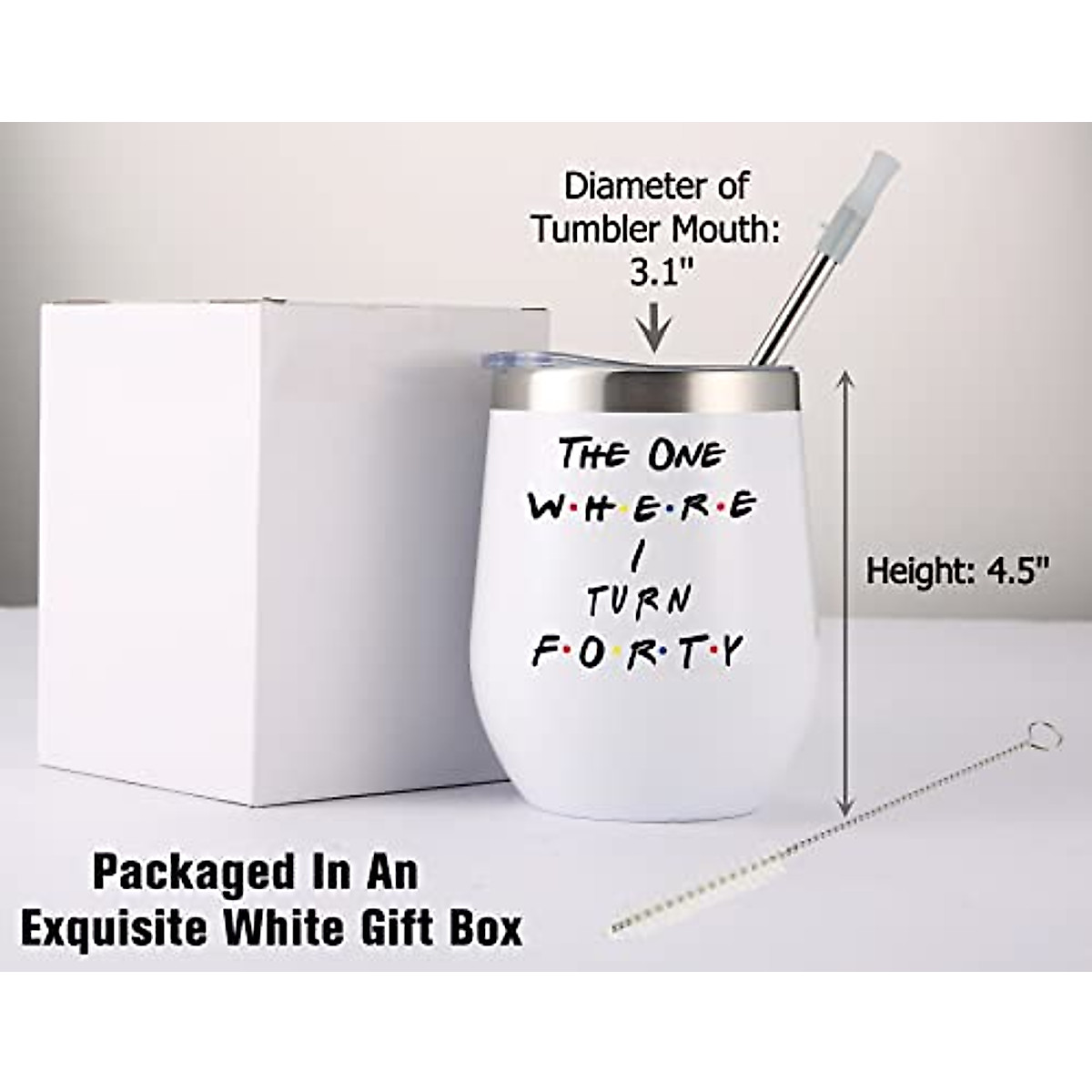 GEANHIL 40th Birthday Gifts for Sister,Best Friends,Women,Boss,Girlfriend,Wife,Daughter,Co-worker,Nurse-Turning Forty-Friends TV Show-12oz Tumbler Coffee Mug Cup-THE ONE WHERE I TURN FORTY