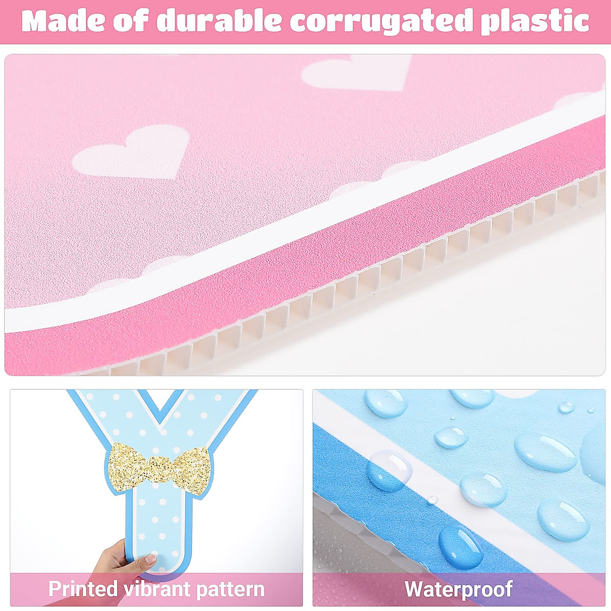 Chinco 10 Pieces Gender Reveal Party Decorations Supplies Baby Shower Plastic Yard Signs Outdoor Letters Lawn with Stakes for Indoor Garden (Boy or Girl)