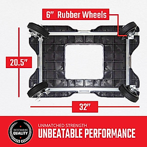 SNAP-LOC, All Terrain 4 Wheel Heavy Duty Dolly Cart, 6 Inch Casters, E Strap Attachment Included, 1,500 lb Capacity, Made in USA, Black