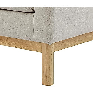 Meridian Furniture 157Beige-S Langham Collection Mid-Century Modern Linen Textured Fabric Upholstered Sofa, Beige Linen Textured Fabric, Natural Finish Wood Base, 89.5" W x 33.5" D x 33" H, Beige