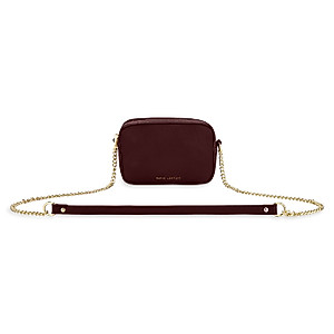 KATIE LOXTON Millie Small Womens Vegan Leather Chain Strap Mini Crossbody Clutch Handbag Purse Plum