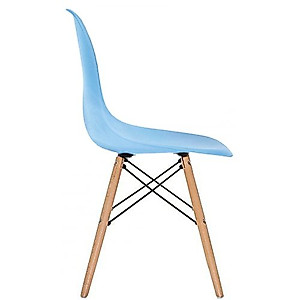 2xHome RayLeg Natural Wood Base, Dining Side Chair, Blue
