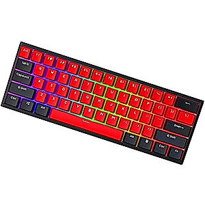 BOYI Wired 60% Mechanical Gaming Keyboard,Mini RGB Cherry MX Switch PBT Keycaps NKRO Programmable Type-C Keyboard for Gaming and Working (Black Red Rose Color,Cherry MX Blue Switch)