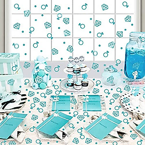 Teal Confetti Bachelorette Party Decorations, Teal Table Glitter Confetti Diamond Ring for Bride to Be Engagement Party Bridal Shower Hen Party Decorations