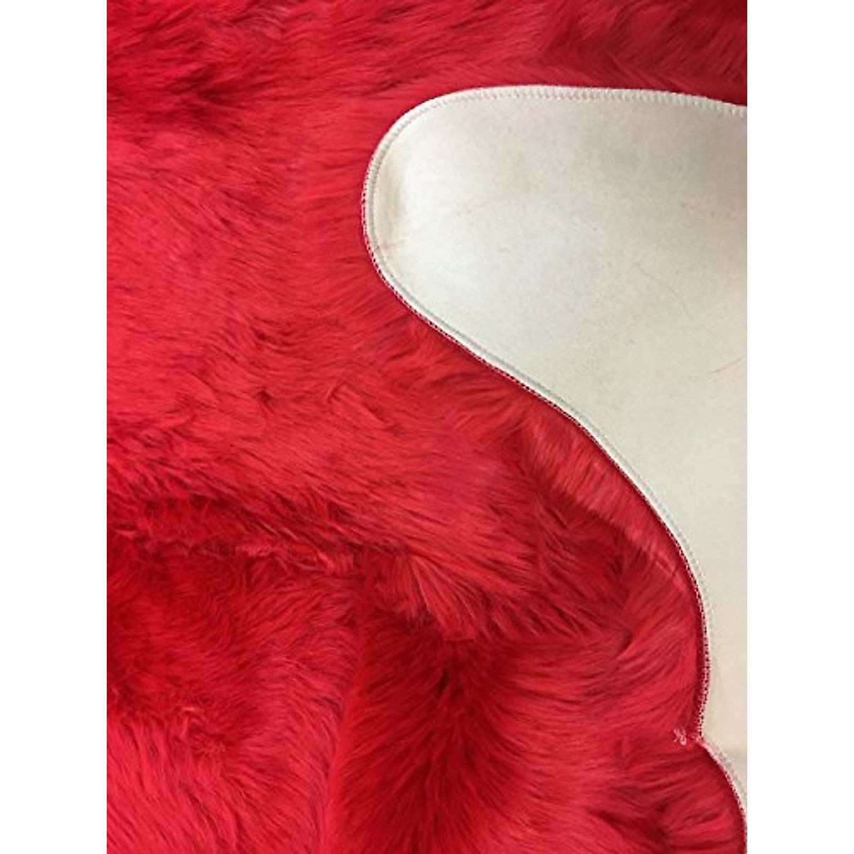 Deluxe Soft Faux Sheepskin Chair Cover Seat Pad Shaggy Area Rugs for Bedroom Sofa Floor (5ft x 7ft, Red)