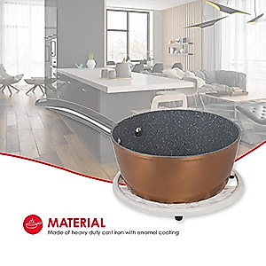 Home Basics Lattice Collection Cast Iron Trivet for Serving Hot Dish, Pot, Pans & Teapot on Kitchen Countertop or Dinning, Table-Heat Resistant (3, White)