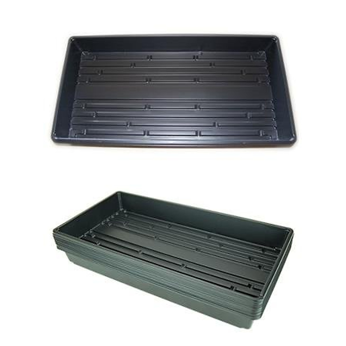 Living Whole Foods 5 Pack of Durable Black Plastic Growing Trays (Without Drain Holes) 21" X 11" X 2" - Flowers, Seedlings, Plants, Wheatgrass, Microgreens & More