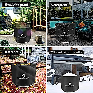 SKARUMMER Fire Pit Covers Fits for Solo Stove Bonfire Shelter, 22 inch Outdoor Waterproof Firepit Cover Round, 420D Oxford Cloth Bonfire Shield Cover (Black)