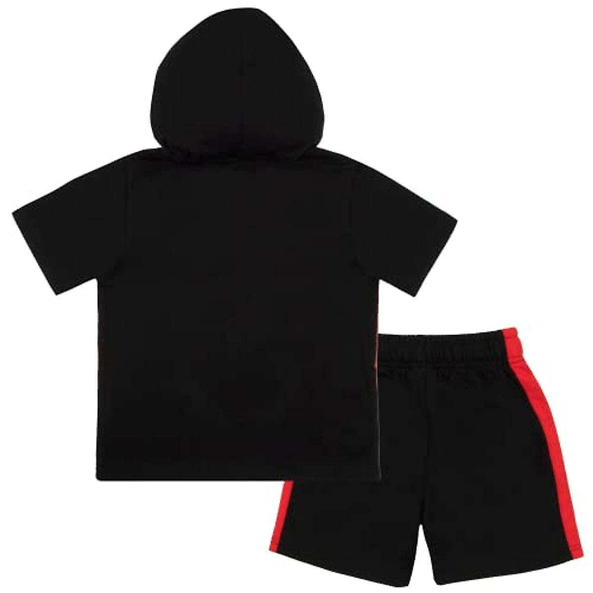 Marvel Avengers Superheroes Boys Character Lightweight Short Sleeve Hoodie T-Shirt & Shorts Athleisure Short Set (Black/Red 2, 5/6)