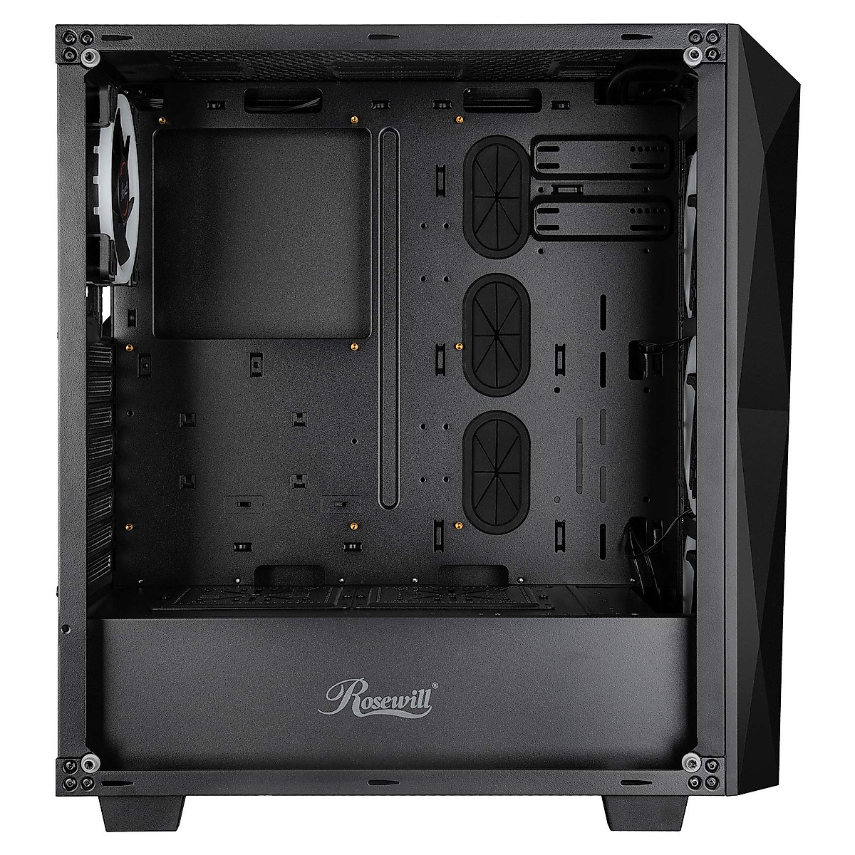 Rosewill SPECTRA X-Blue ATX Mid Tower Gaming PC Computer Case, Supports 240mm & 360mm Liquid Coolers, 4 Dual-Ring Blue LED Fans, Steel Airflow Mesh, Tempered Glass