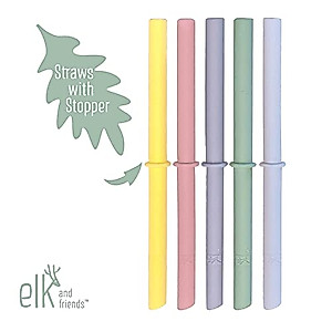 Elk and Friends Kids & Toddler Cups | The Original Glass Mason jars 8 oz with Silicone Straws with Stoppers | Smoothie Cups | Spill Proof Sippy Cups for Toddlers