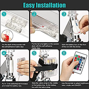 Waybelive LED Scooter Deck Light, Remote Control Skateboard Light, 16 Color Change by Yourself, 10 Ft, Waterproof, Shockproof, Super Bright to Display at Night. Good Gift for Kids