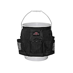 Bucket Boss Auto Boss Wash Boss Organizer for a 5 Gallon Bucket, with Fast-Drying, Exterior Mesh Pockets for Car Wash Supplies, Allowing for Soap and Water in the Bucket, in Black, AB30060