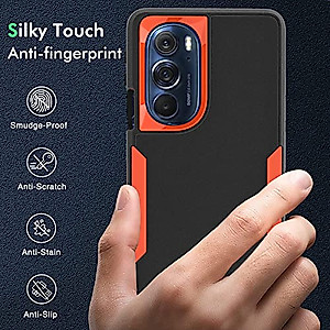 Vinve Case for Moto Edge Plus 2022 Case, [Military Grade Drop Protection] Shockproof Hybrid Rugged Bumper Protective Case for Motorola Edge+ (2022) （Black-Orange）