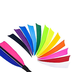 ZSHJGJR 50pcs 3" 4" 5” Shield Cut Archery Fletches Arrow Feathers Turkey Feather Right/Left Wing for DIY Hunting Arrows Accessories (5 Inch, Right Wing, Pink)