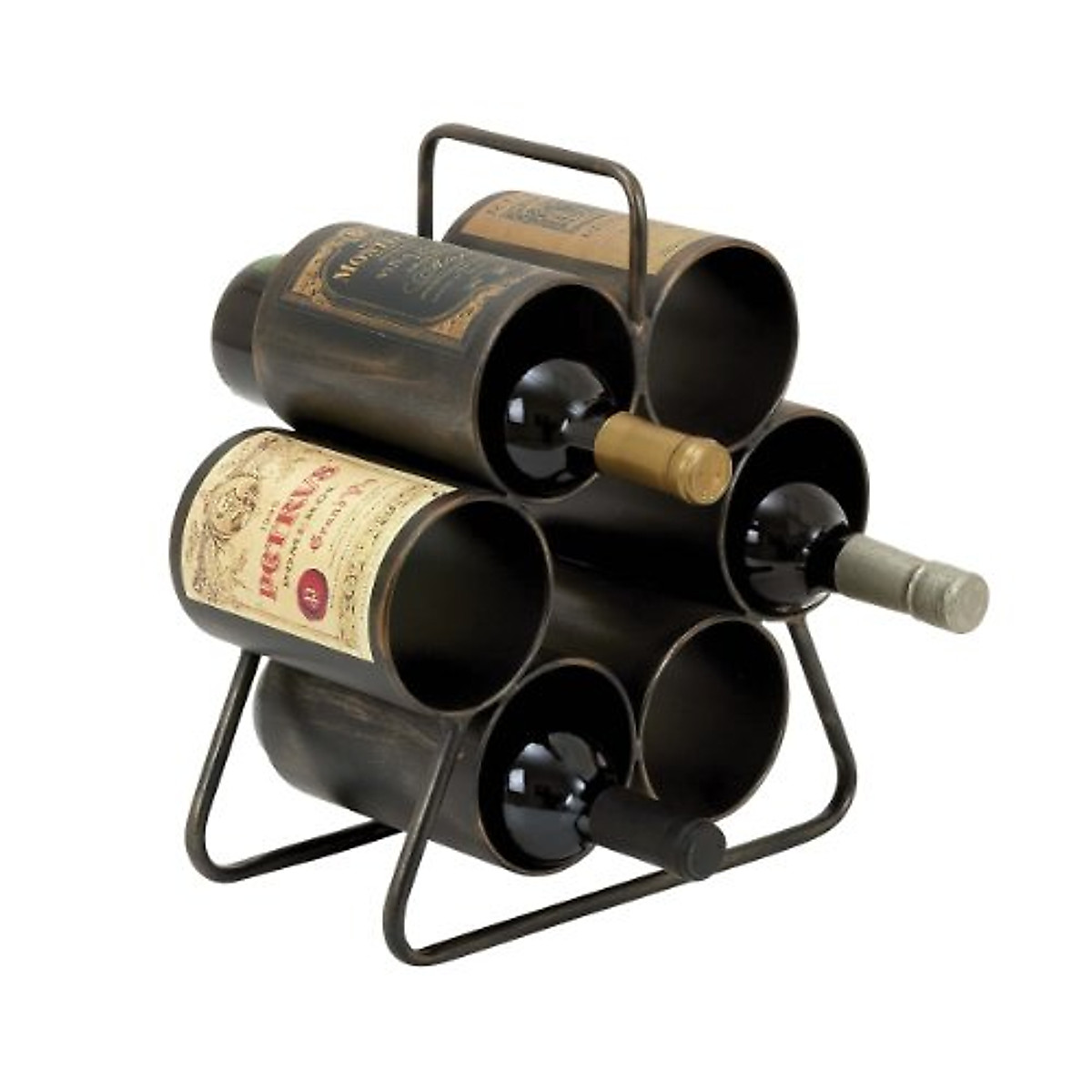 Deco 79 Metal 6 Bottle Wine Rack, 12" x 6" x 14", Black