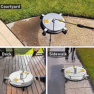 16.5" Pressure Washer Surface Cleaner with Wheels 4, 4000PSI Power Washer Surface Cleaner w/Extension Wand, Replacement Nozzle - Powerful Pressure Washer Attachment for Driveways, Patios, Sidewalks