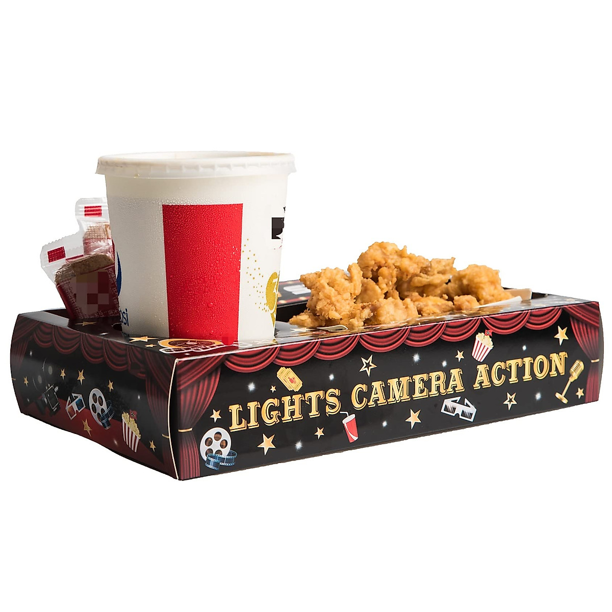 Pecopcock 20 Pcs Movie Night Paper Snack Trays Movie Night Party Favors Cinema Theme Party Birthday Party Supplies Red Carpet Party Family Movie Popcorn&Drink&Candy Box