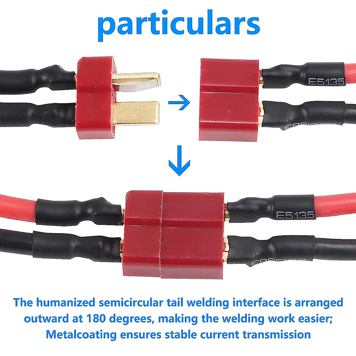 XIITIA 8 Pairs T Plug Female and Male Connector with 14AWG Silicon Wire, 53MM Extention Cable for RC Lipo Battery Cable Drone