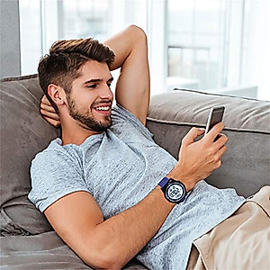 Beeasy Mens Digital Watch Waterproof with Alarm Stopwatch Countdown Timer Dual Time, 12/24 Hours Thin Digital Wrist Watches for Men Women, Blue