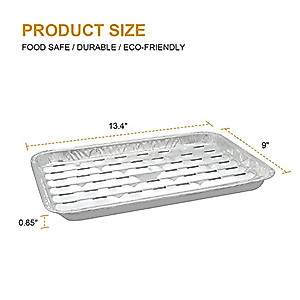 Disposable Aluminum Broiler Pans with Holes – Good for BBQ, Grill Trays – Multi-20 Pack of Durable Aluminum Sheet Pans 13.4" x 9" x 0.85"