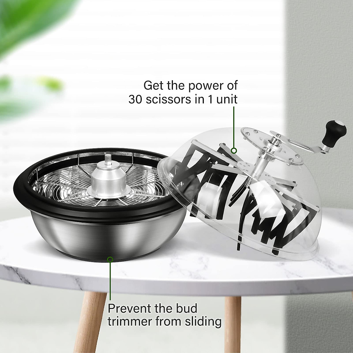 iPower 16 inch Bud Leaf Bowl Trimmer Twisted Spin Cut with Upgraded Gears Sharp Stainless Steel Blades, for Hydroponic Plant, 16", Silver