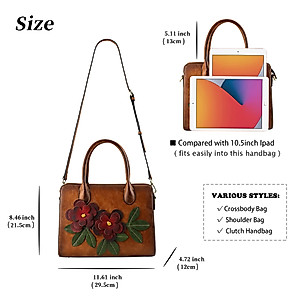 Handbags for Women Vintage Shoulder Bag Top Handle Satchel Ladies Crossbody Purse (Brown)