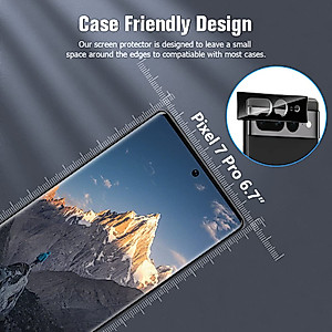 [2+2 Pack] For Google Pixel 7 Pro 5G Glass Screen Protector with Camera Lens Protector, HD Clear 9H Tempered Glass Scratch Resistant, 3D Curved, Ultrasonic Fingerprint Unlock, Bubble-Free (6.7 Inch)