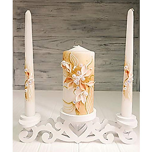 Magik Life Unity Candle Set for Wedding - Wedding Accessories for Reception and Ceremony - Candle Sets - 6 Inch Pillar and 2 10 Inch Tapers - Decorative Pillars Gold