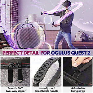 Travel Case for Oculus Quest 2, Gmquiz VR Case Compatible with Oculus Quest 2 Carrying Case, with Silicone Face Cover & Lens Protector, Gray.
