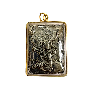 poppip Hindu Goddess MHA Kali Devi U-MA Gold Plated Pendant Protect Destroy Evil harm