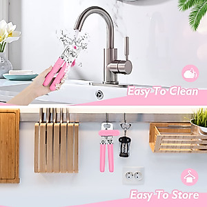 Mebotem 10 Colors Can Opener Manual Handheld Heavy Duty Hand Can Opener Smooth Edge Stainless Steel Can Openers Top Lid Kitchen Gadgets, Best Large Rated Easy Turn Knob, with Bottle Opener, Pink