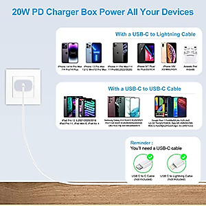 USB C Samsung Charger Box for Galaxy A14 5G/A23 5G/A54/A34/A13/A53/S23+/A32/Z Fold 4/S21FE/A03s/S22/A04S,Pixel 7 Pro/6a/5,iPhone 14/13 Pro Max/12/11/SE,Android Phone Charger Type C Fast Charging Block