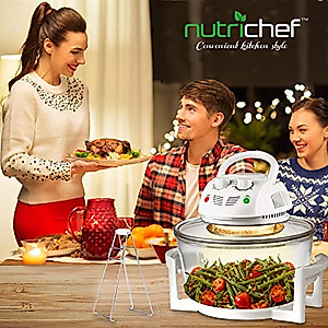 NutriChef Air Fryer, Halogen Infrared Convection Oven - Large 13 Quart Glass Air Fryer, Oil-Free Quick Healthy Meals Multicooker with Time & Temperature Controls, Roast, Fry, Toast or Crisp