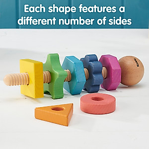 TickiT - 74003 Rainbow Wooden Shape Twister - 7 Shapes and Colors - For Ages 18m+ - Loose Parts Wooden Toys for Toddlers and Preschoolers