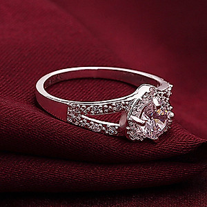 Trendy Jewelry Rings,Joint Rings,Stackable Knuckle Finger Rings, Mid Finger Rings,Statement Ring,Gift for your Love,Women 925 Sterling Silver Crystal Love Heart Shaped Ring Bridal Wedding Jewelry (Silver, US 6)