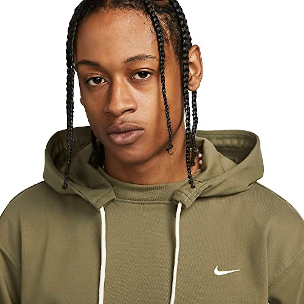 Nike Dri-FIT Standard Issue Men's Unisex Pullover Basketball Hoodie (as1, alpha, m, regular, regular, Medium Olive/Pale Ivory)