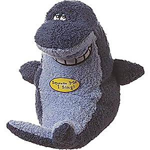 Multipet Deedle Dude Singing Shark Plush Dog Toy, 8-Inch, Blue,All Breed Sizes