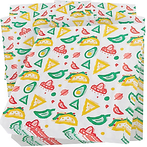 Fun, Fiesta Style 12in Deli Paper 50 Ct. Greaseproof, Microwave-Safe Mexican Themed Tissue Great for Burrito Wrappers or Nacho Basket Liners. Southwest Party Supplies for Cinco de Mayo Celebration