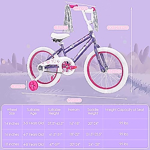 GIVIMO Kids Bike, 18 Inch Toddlers Bike with Removable Training Wheels, Adjustable Seat and Handlebar, Children's Bicycle for Girls Age 3-8 Years Old (18 Inch, Purple/White)