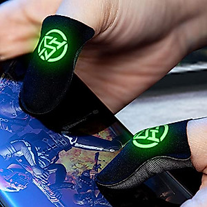 Gecorid Finger Sleeves - Anti-Sweat Thumb Sleeves with Silver Fiber,0.3mm Luminous Thumb Sleeves Mobile Finger Protector Breathable Seamless Thumb Finger Sleeve for Mobile Game Controllers