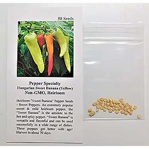 David's Garden Seeds Pepper Specialty Banana Sweet 6332 (Yellow) 25 Non-GMO, Heirloom Seeds