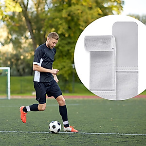 Vinsot 6 Pieces Soccer Shin Guard Strap Anti Slip Ankle Straps Football Sock Bands Legging Shin Fixed Straps Adjustable Sports Guard Stay for Youth Kicking Ball Running(Black,White,Blue,Large)