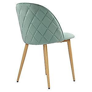 LSSBOUGHT Modern Velvet Dining Chairs Dining Room Chairs with Metal Legs,Set of 2 (Green)