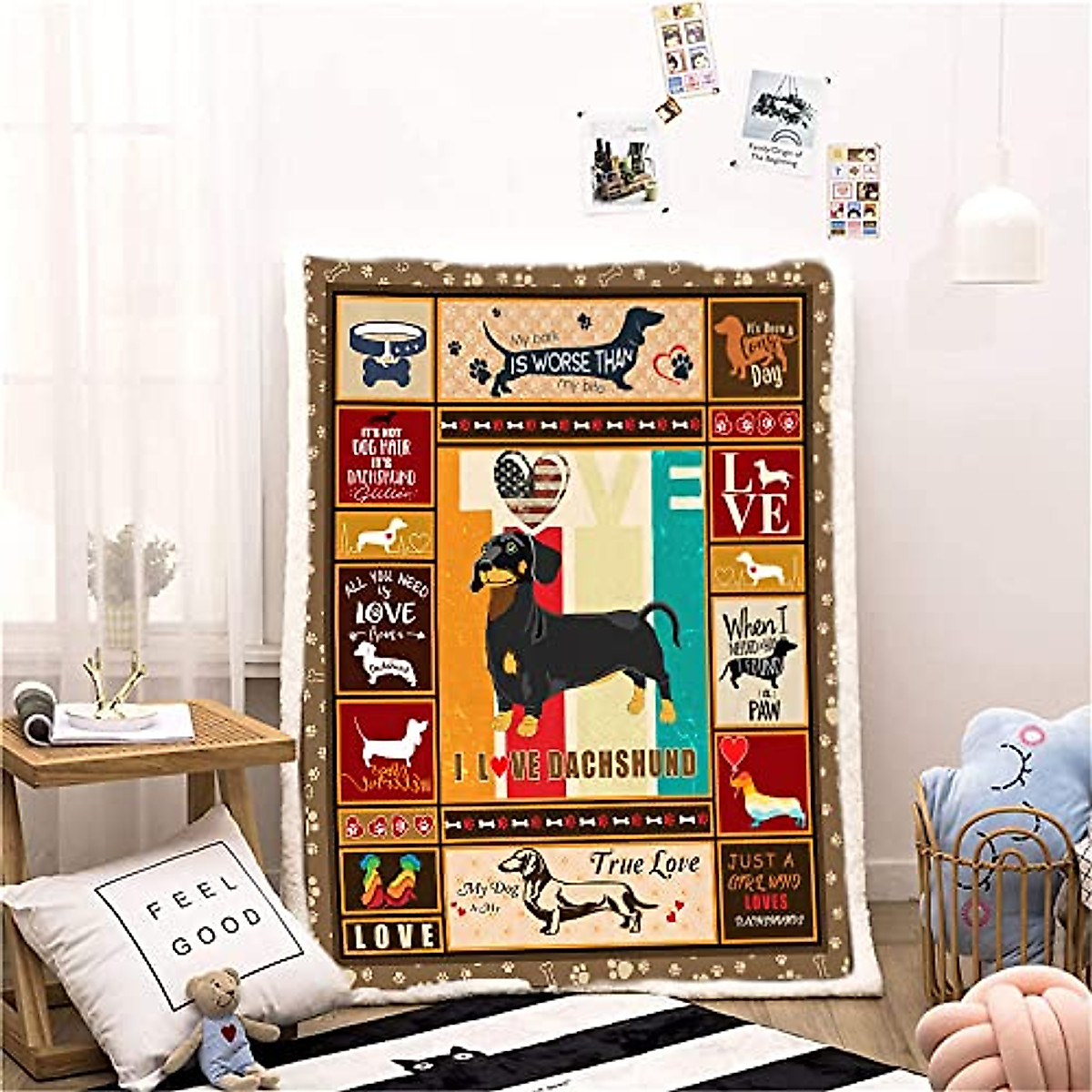 CYREKUD Dachshund Dog Blanket Throw,Dachshund Gifts for Women, Dachshund Gifts for Dachshund Lovers,Dachshund Christmas Decor,Super Soft Warm Cozy Dog Blanket for Couch Sofa Bedroom 50''x 60''