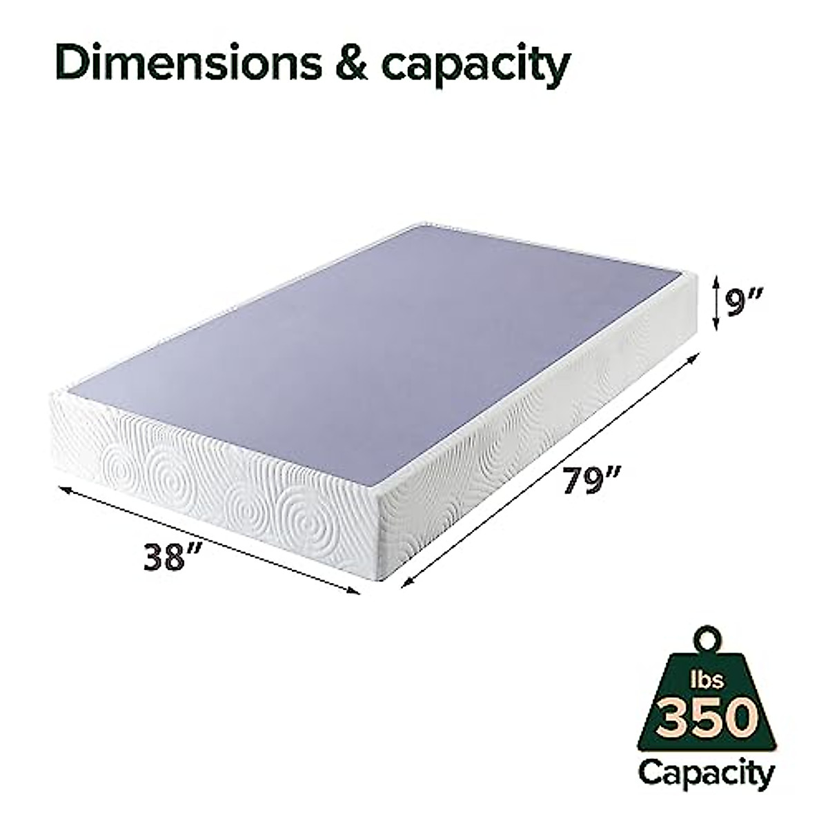 ZINUS Metal Box Spring with Wood Slats, 9 Inch Mattress Foundation, Sturdy Steel Structure, Easy Assembly, Twin XL